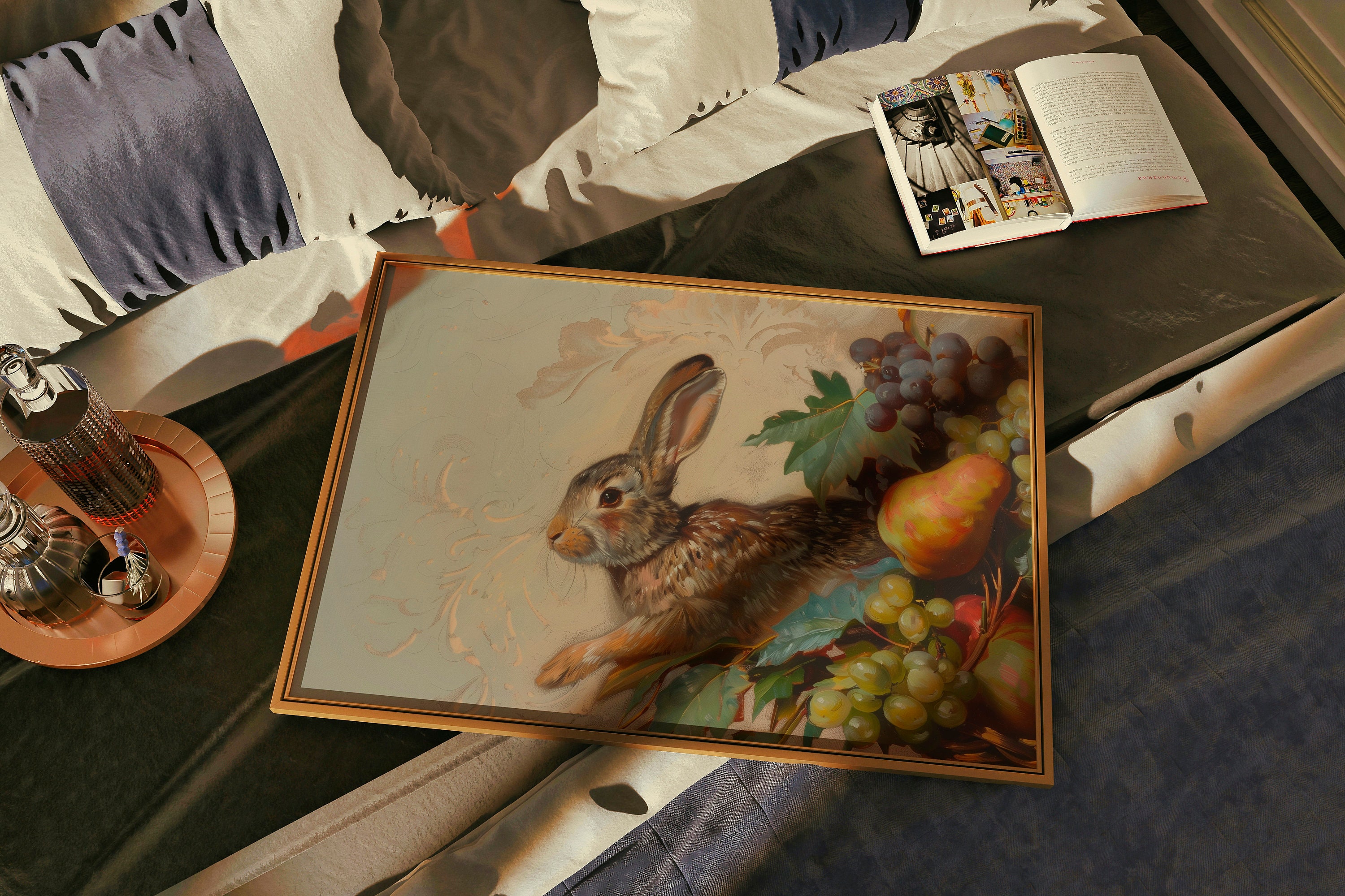 Vintage Rabbit and Fruit Still Life Spring Wall Art | Digital Download ...