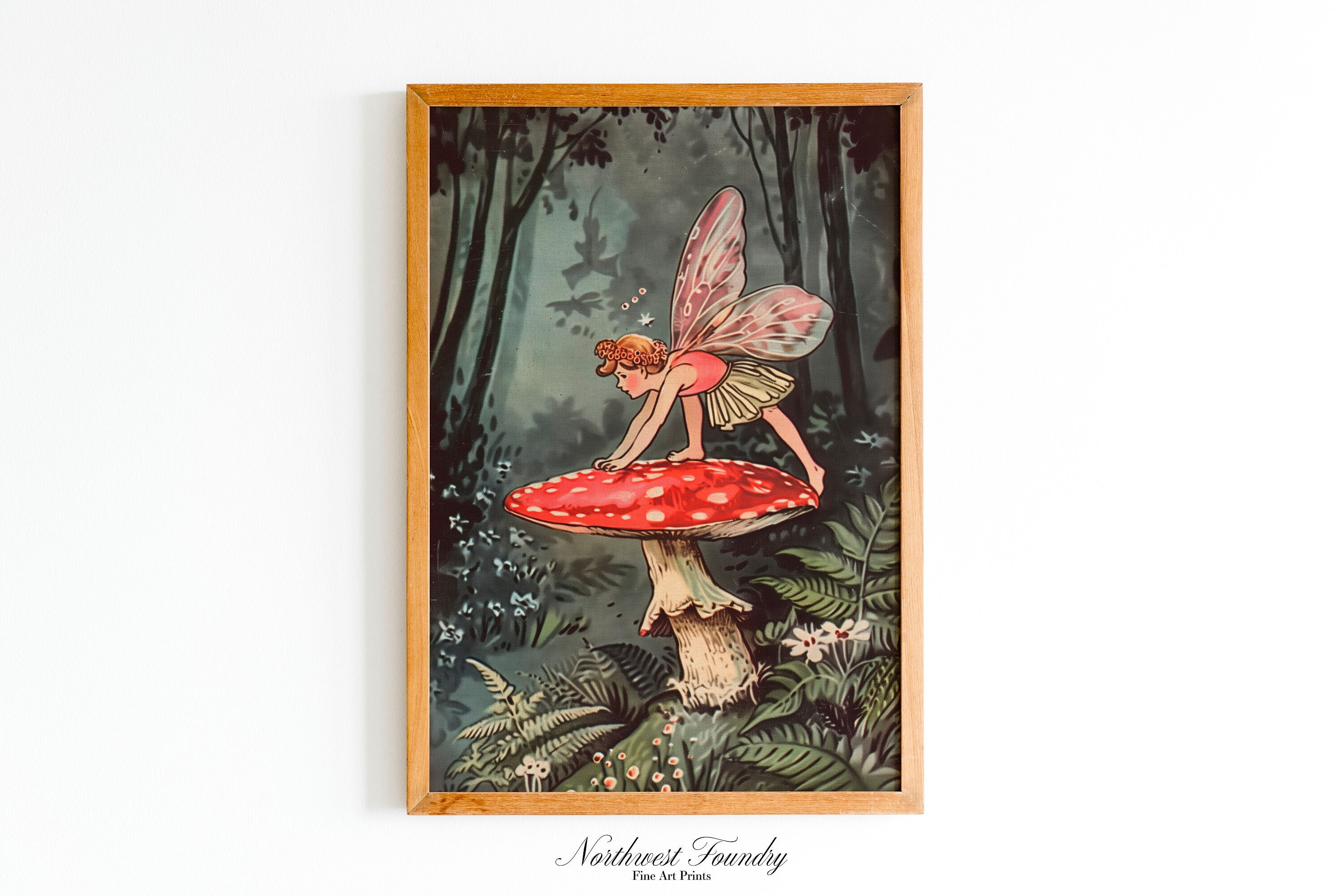 Fairy Climbing Toadstool Storybook Illustration Printable | Fairytail ...