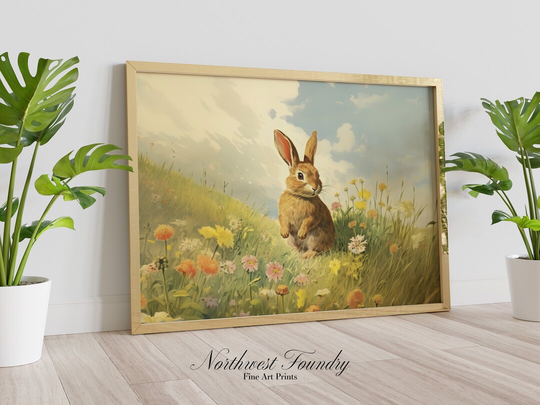 Vintage Rabbit Storybook Illustration Print - Digital Download - Etsy