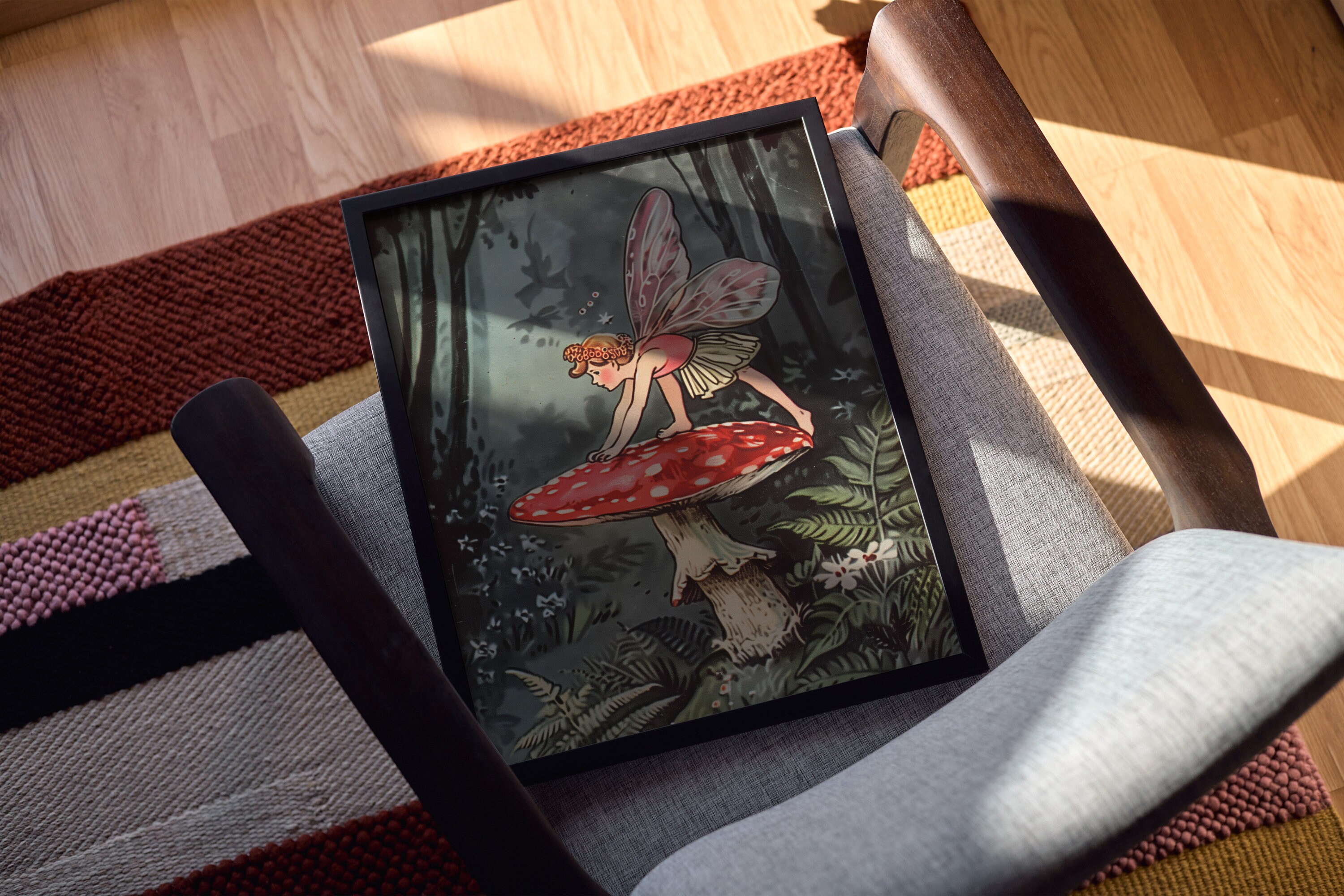Fairy Climbing Toadstool Storybook Illustration Printable | Fairytail ...