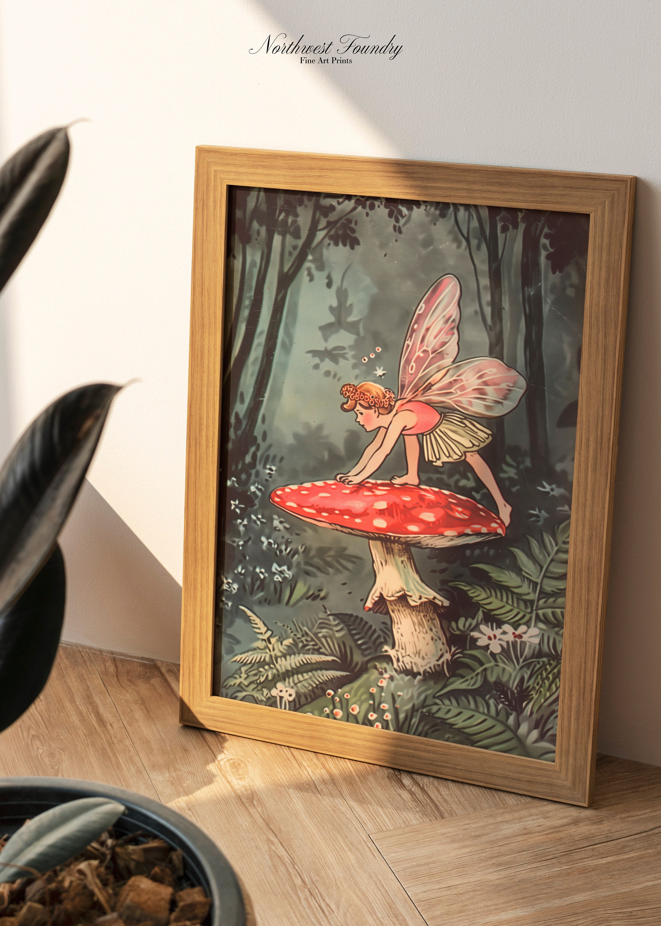 Fairy Climbing Toadstool Storybook Illustration Printable | Fairytail ...