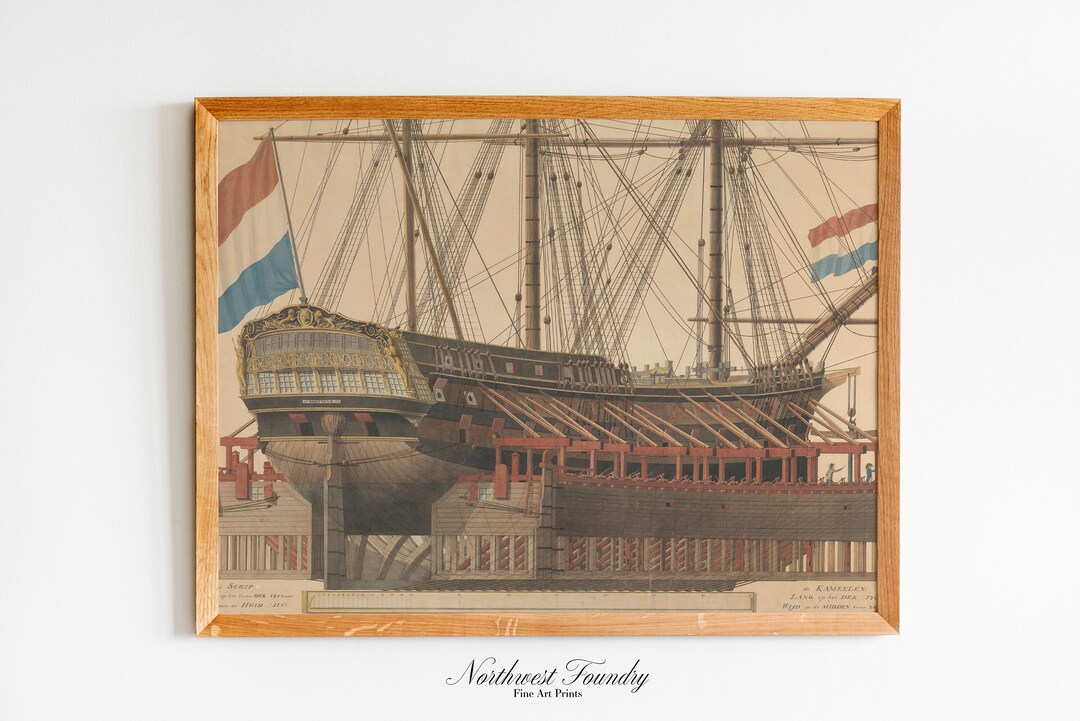 Dutch Ship Drawing Download | 19th Century Naval Printable Wall Art - Etsy