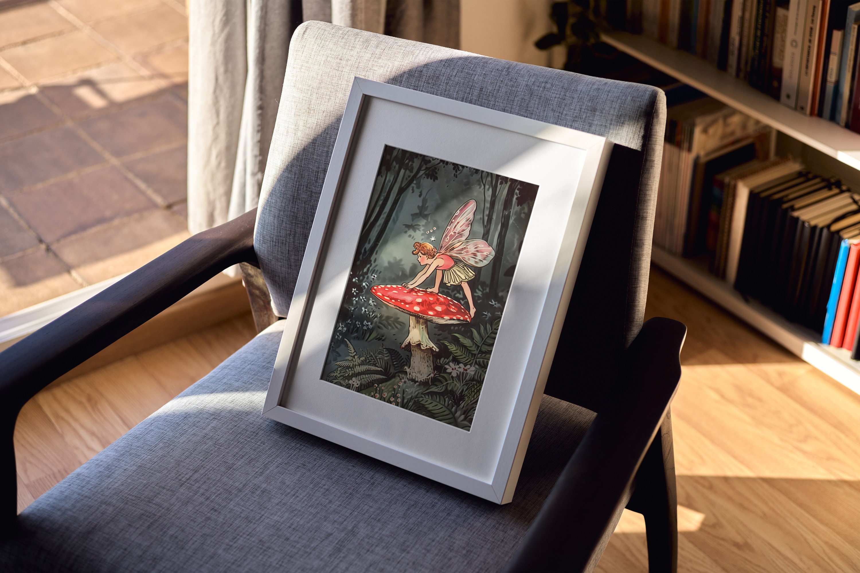 Fairy Climbing Toadstool Storybook Illustration Printable | Fairytail ...