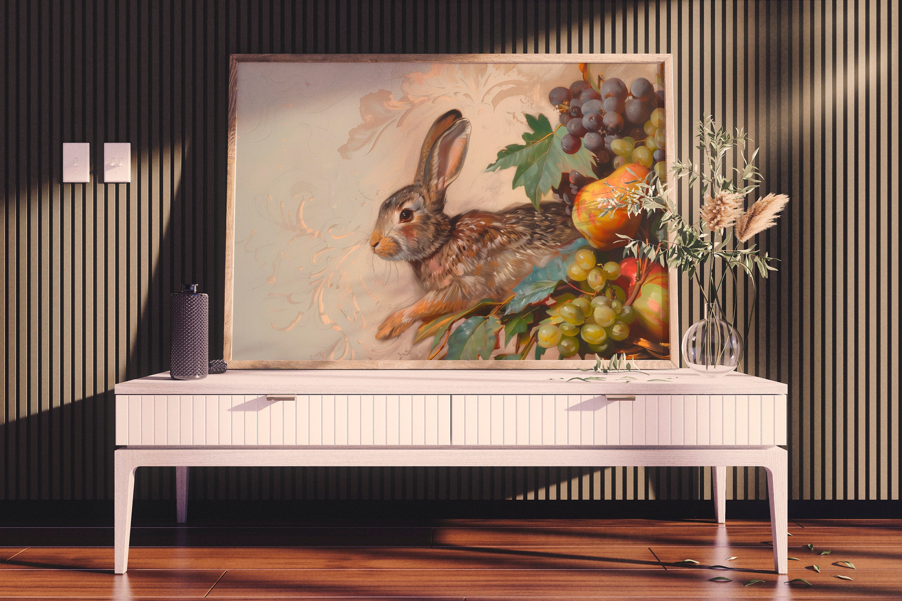 Vintage Rabbit and Fruit Still Life Spring Wall Art | Digital Download ...
