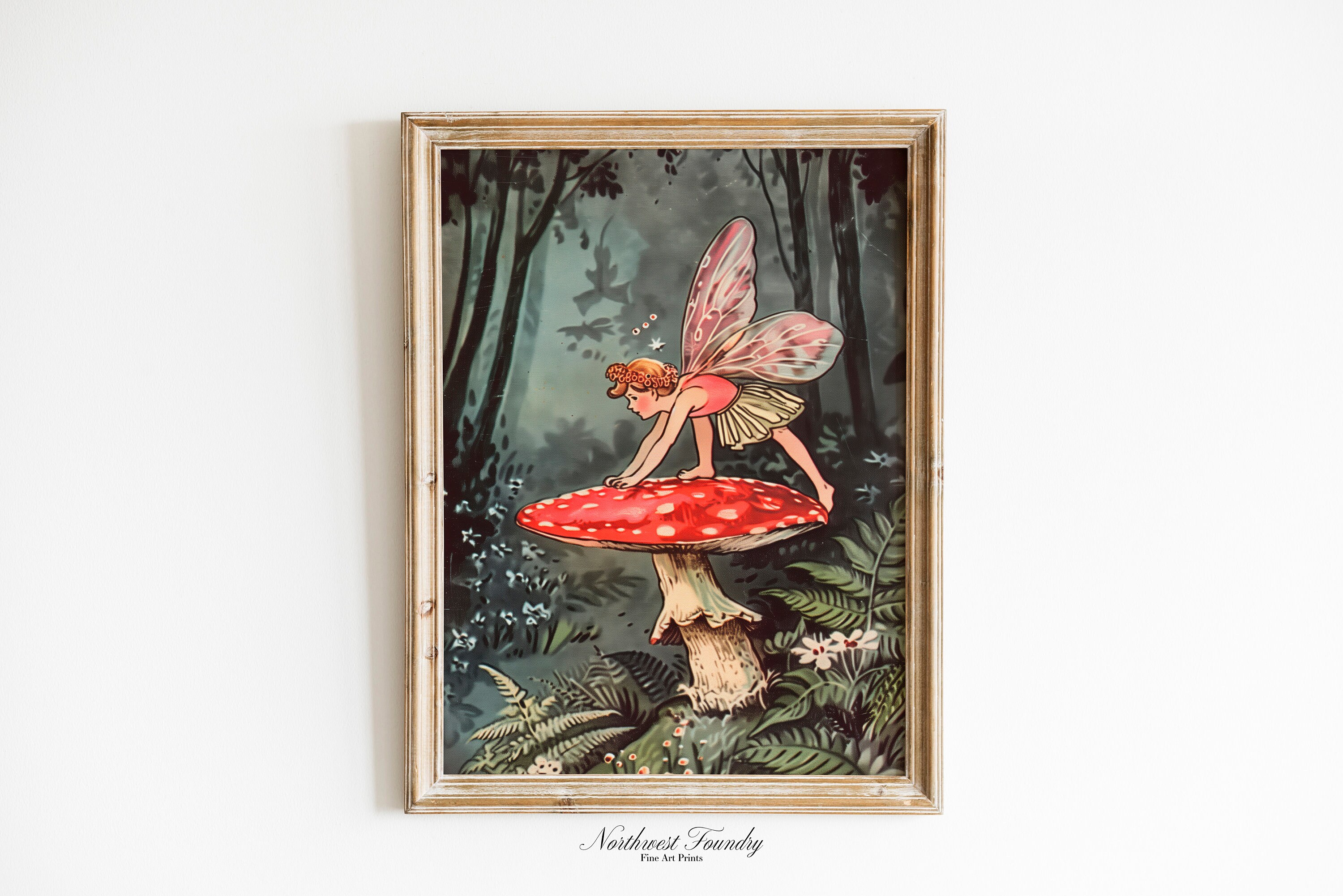 Fairy Climbing Toadstool Storybook Illustration Printable | Fairytail ...