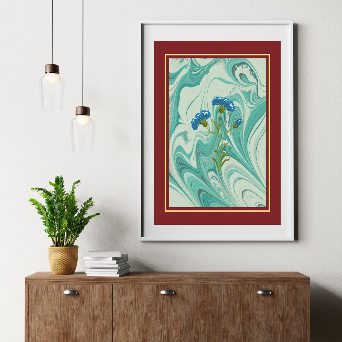 Turkish Ebru Art Print / Printable Marbling Wall Art / Fluid Home Decor ...