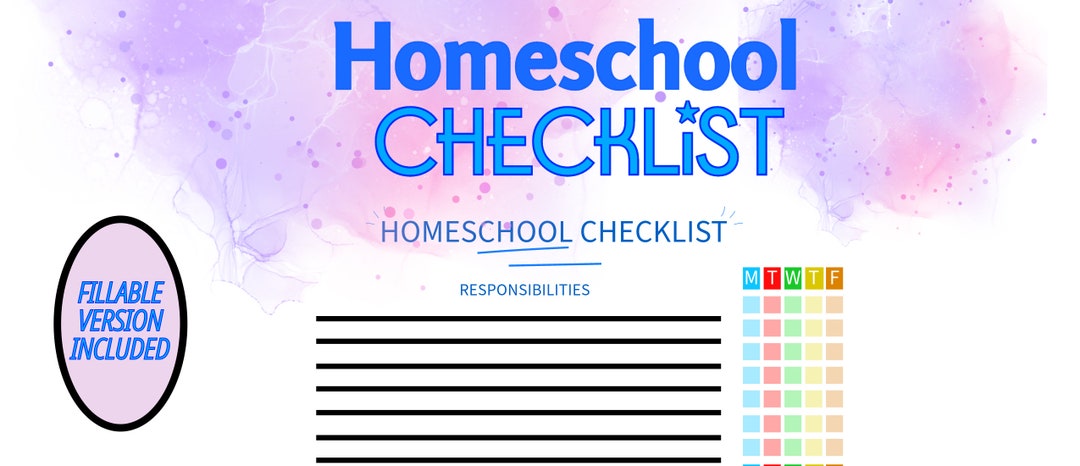 Homeschool Checklist | Digital | Print Ready | Editable | Homeschool ...
