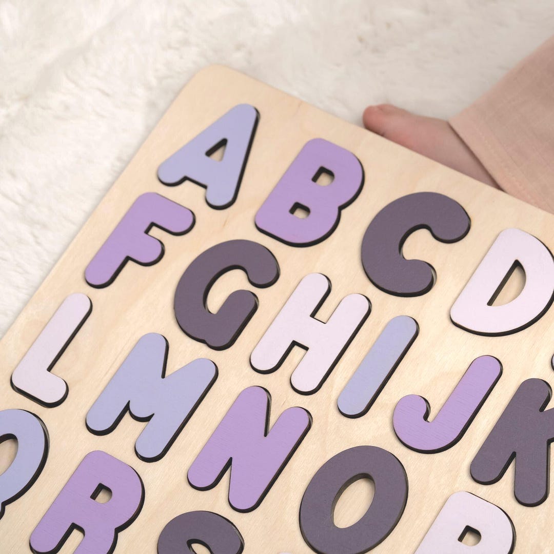 Handmade Wooden Alphabet Puzzle With Pegs: Montessori ABC Toy - Etsy