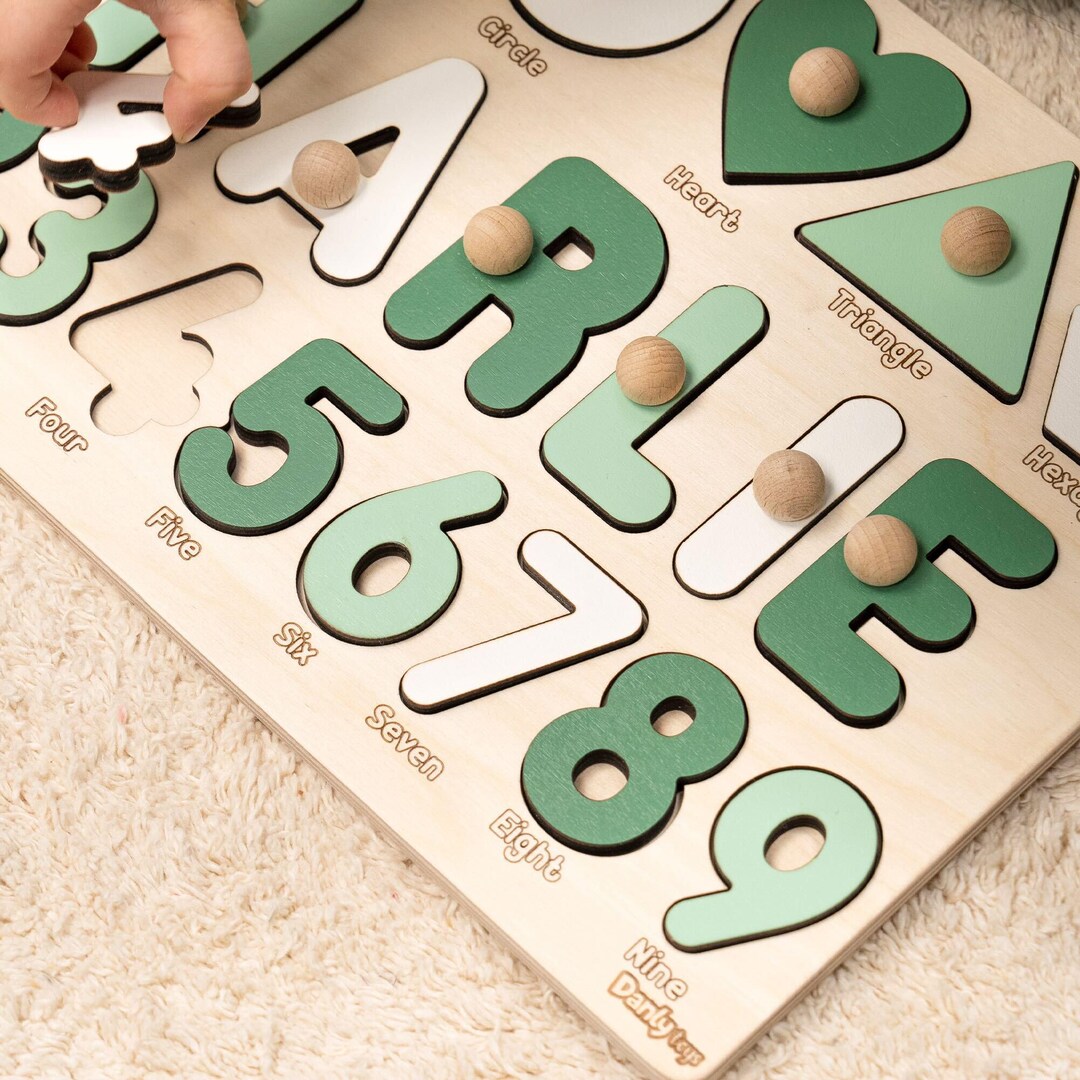 Custom Name Puzzle: Montessori Wood Toy With Numbers & Shapes - Etsy
