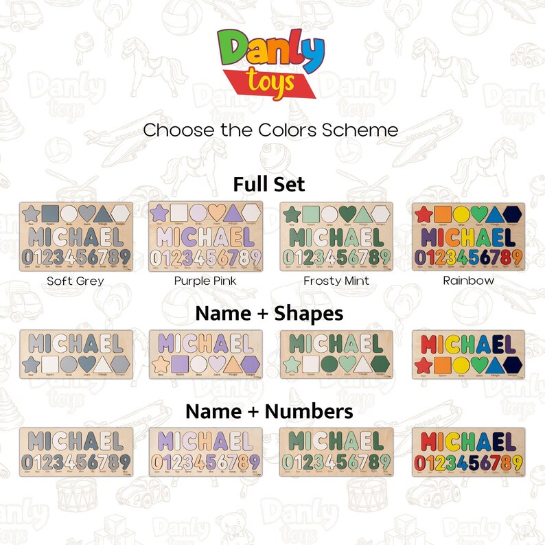 Name Puzzle With Shapes and Numbers, Nursery Decor, Gift for Kids ...