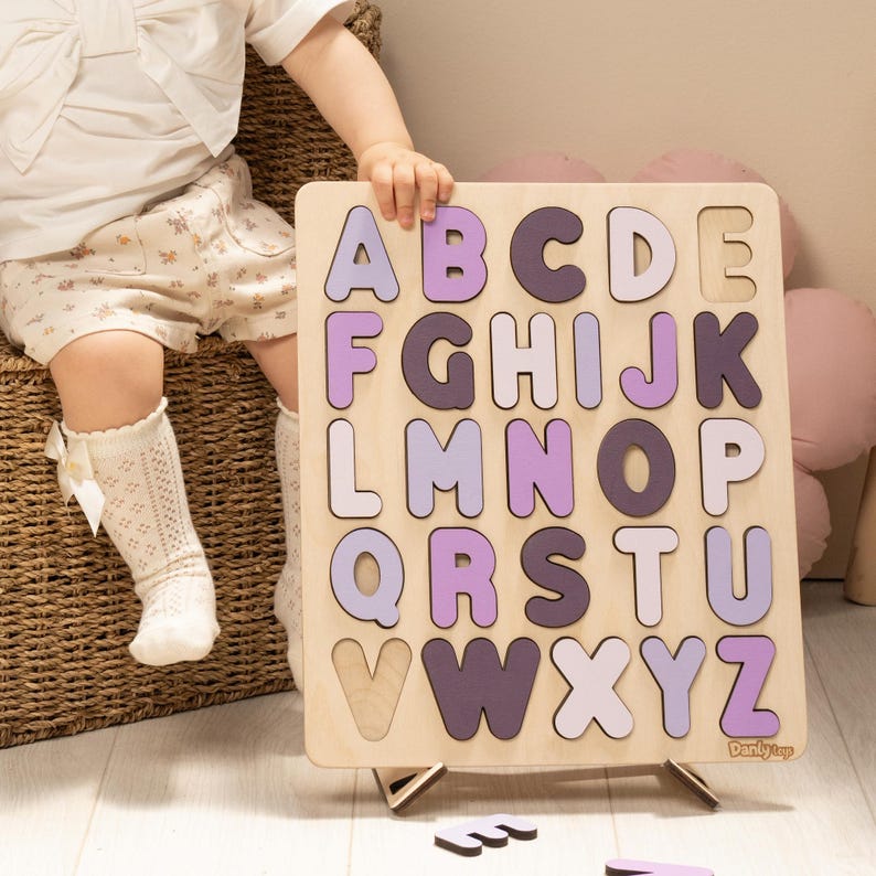 Wooden Alphabet Puzzle - 26 Letters to Learn & Play - Etsy