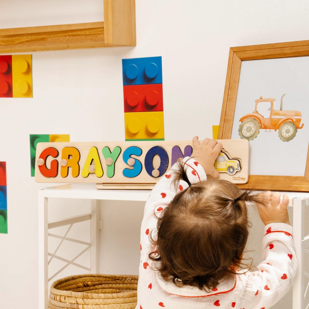 Rainbow Name Puzzle With Pegs / PERSONALIZED - Etsy