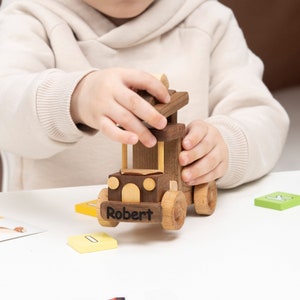 Handcrafted Digger Toy Truck, Wooden Toys, Personalized With Name ...