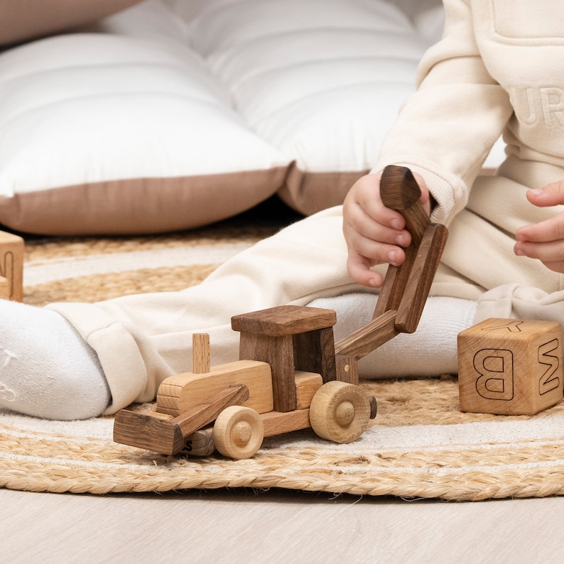 Handmade Wooden Toy Digger Truck - Personalized With Name Engraving - Etsy