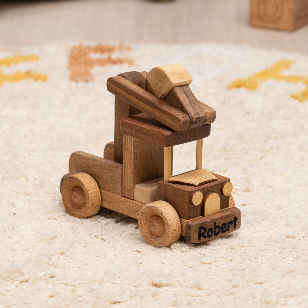 Handcrafted Digger Toy Truck, Wooden Toys, Personalized With Name ...