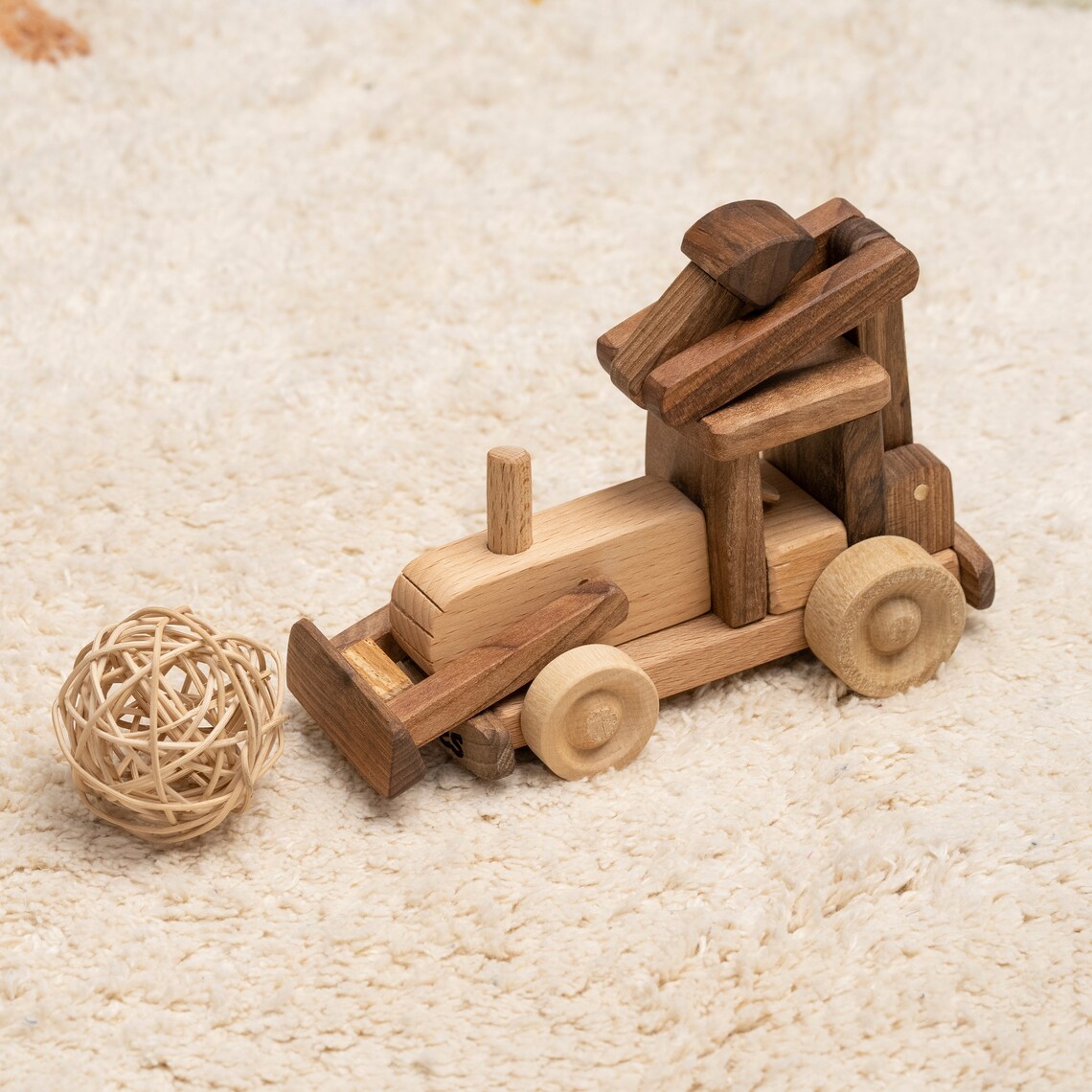 Handmade Wooden Toy Digger Truck - Personalized With Name Engraving - Etsy