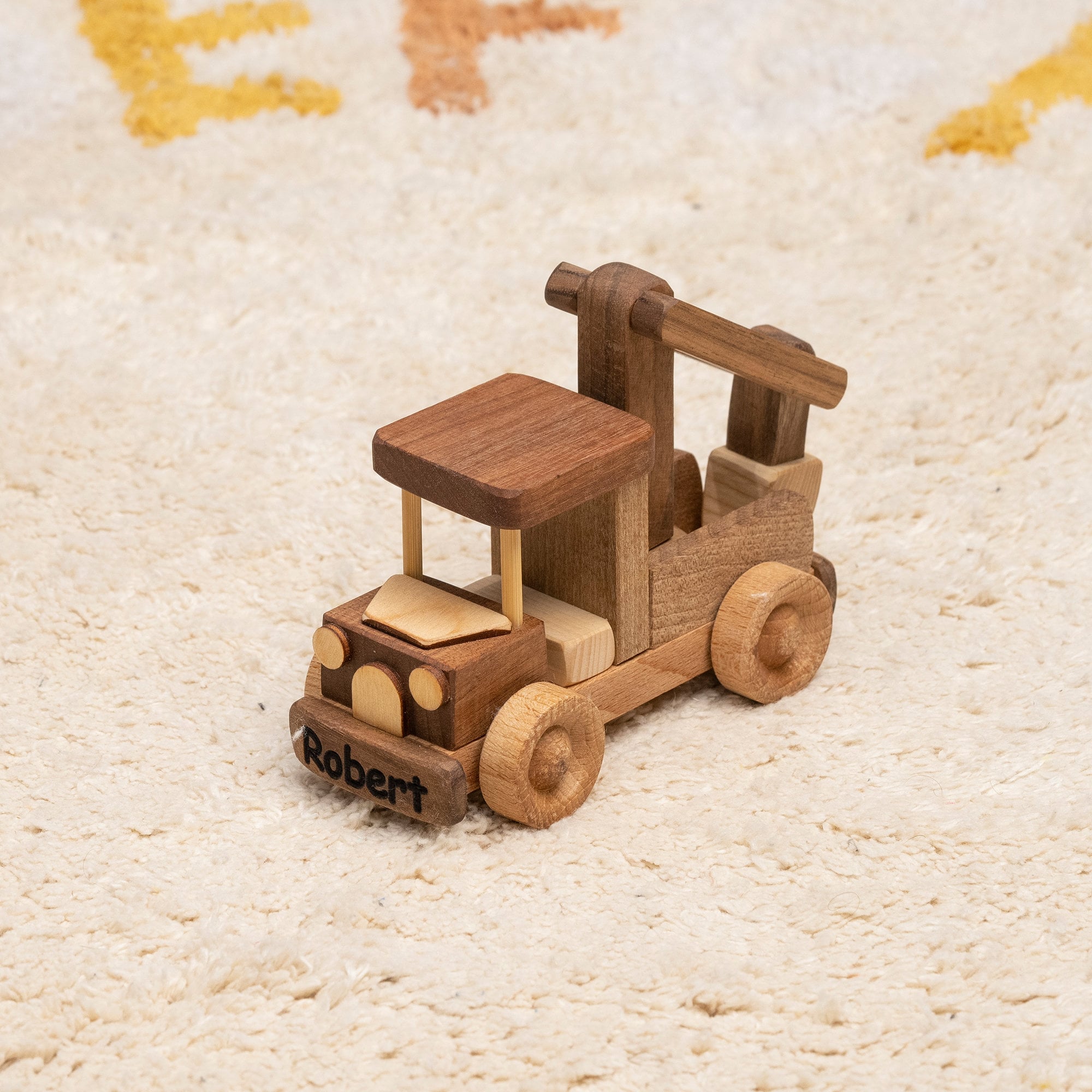 Handcrafted Digger Toy Truck, Wooden Toys, Personalized With Name ...