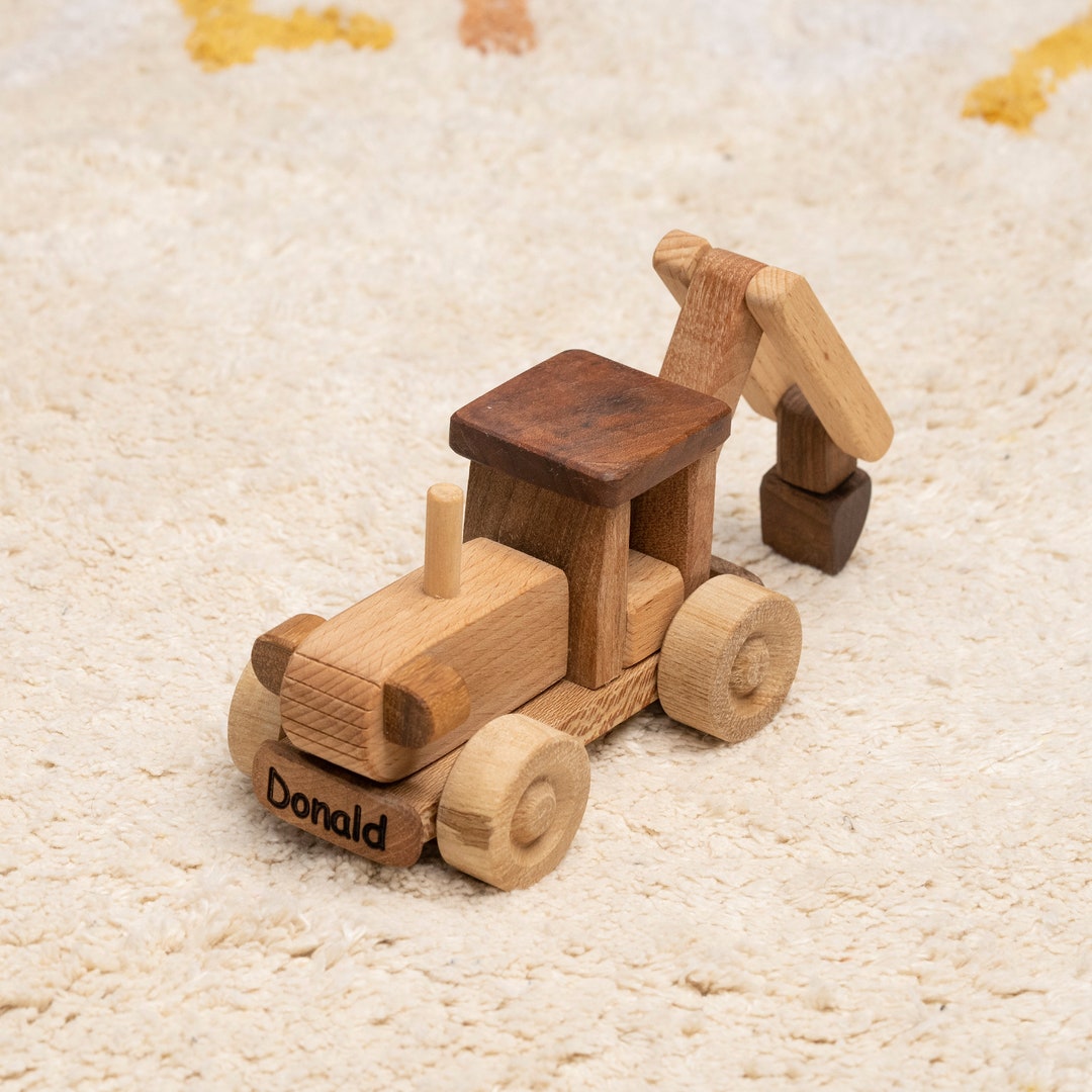Wooden Toy Excavator, Handcrafted Toys, Personalized With Name ...