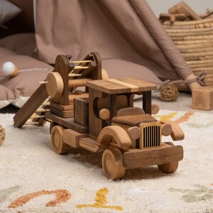 Handmade Wooden Fire Truck Toy: Eco-friendly Toddler Gift, Personalized ...