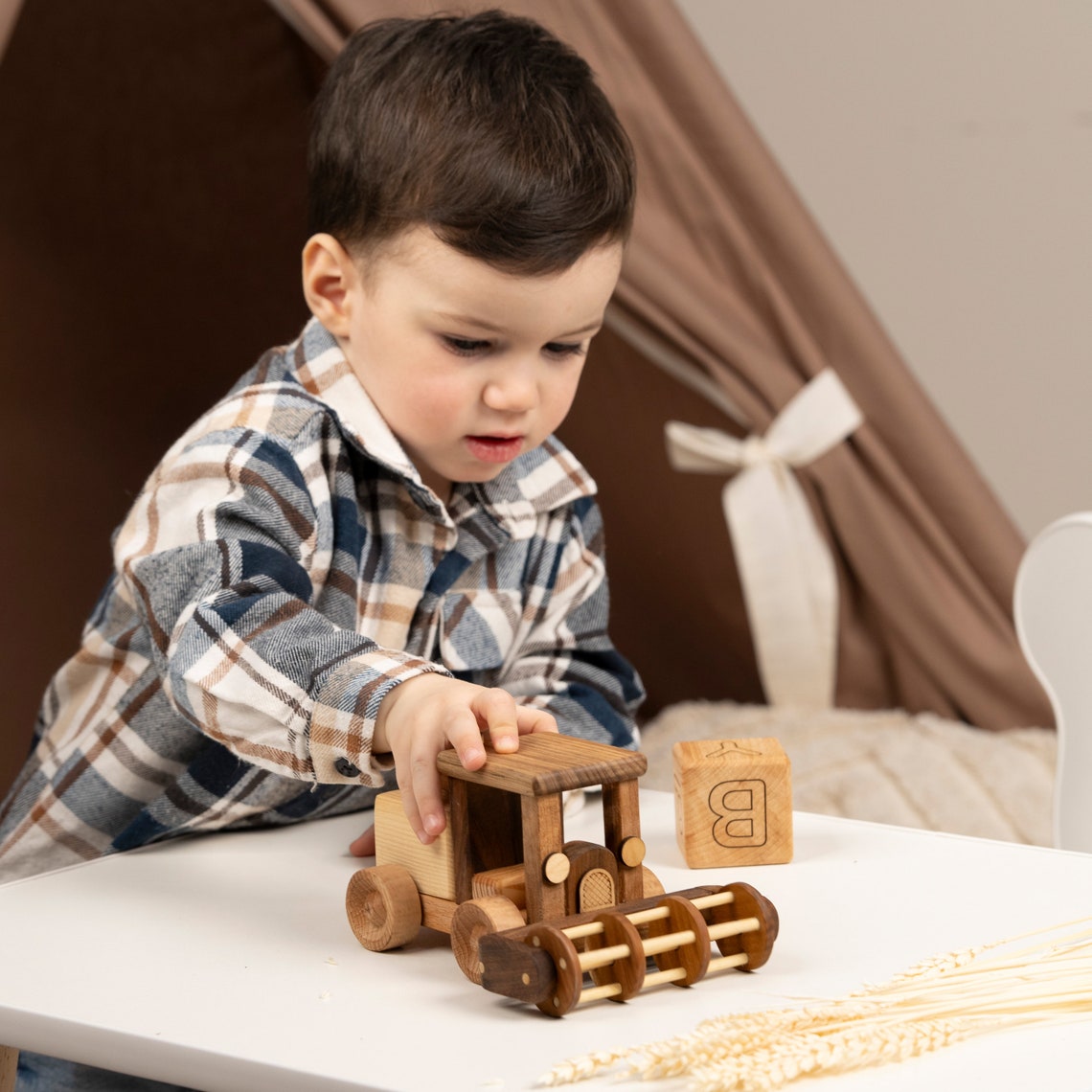 Wooden Combine Harvester, Wooden Farm Toys / PERSONALIZED - Etsy
