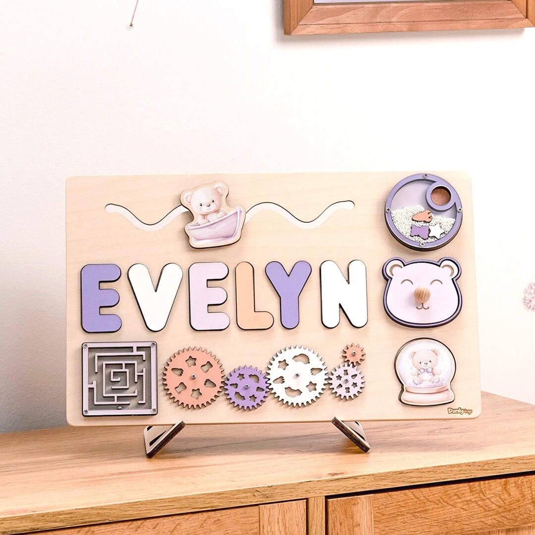 Personalized Name Puzzle Busy Board: Montessori Sensory Toy - Etsy