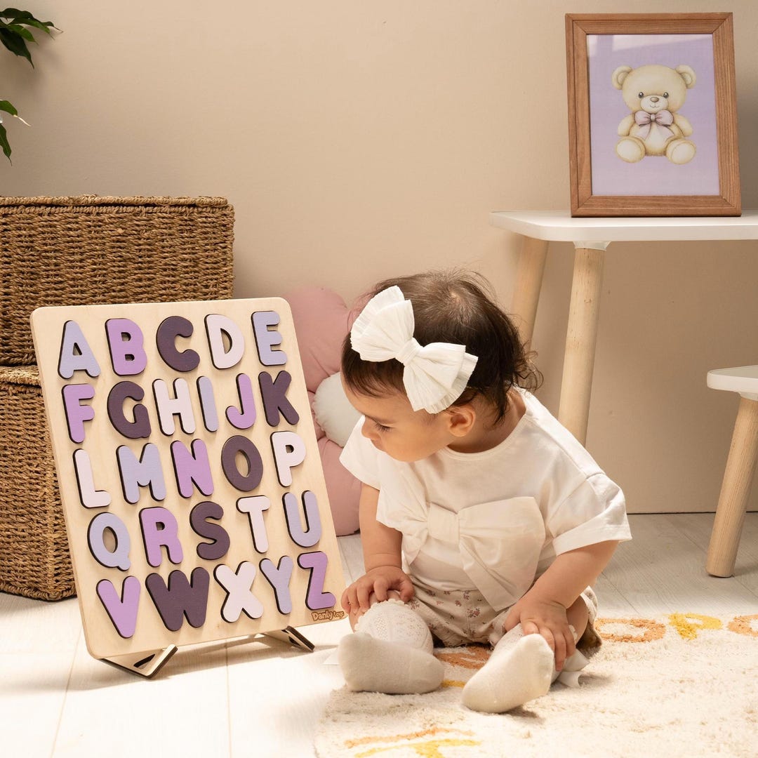 Montessori Wooden Alphabet Puzzle for Toddlers & Preschoolers ...