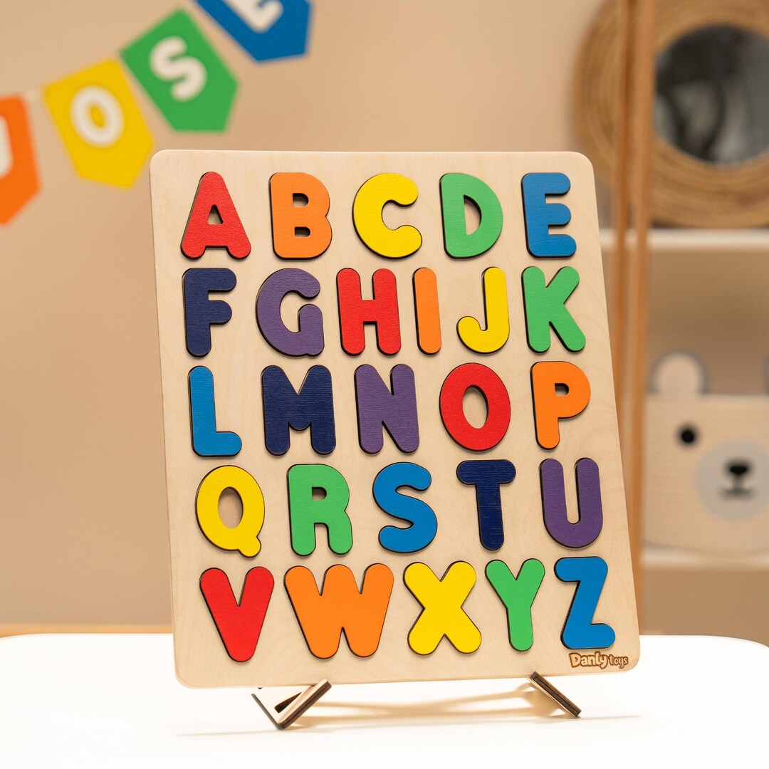 Rainbow Wooden Alphabet Puzzle, Christmas Gifts for Kids - Etsy