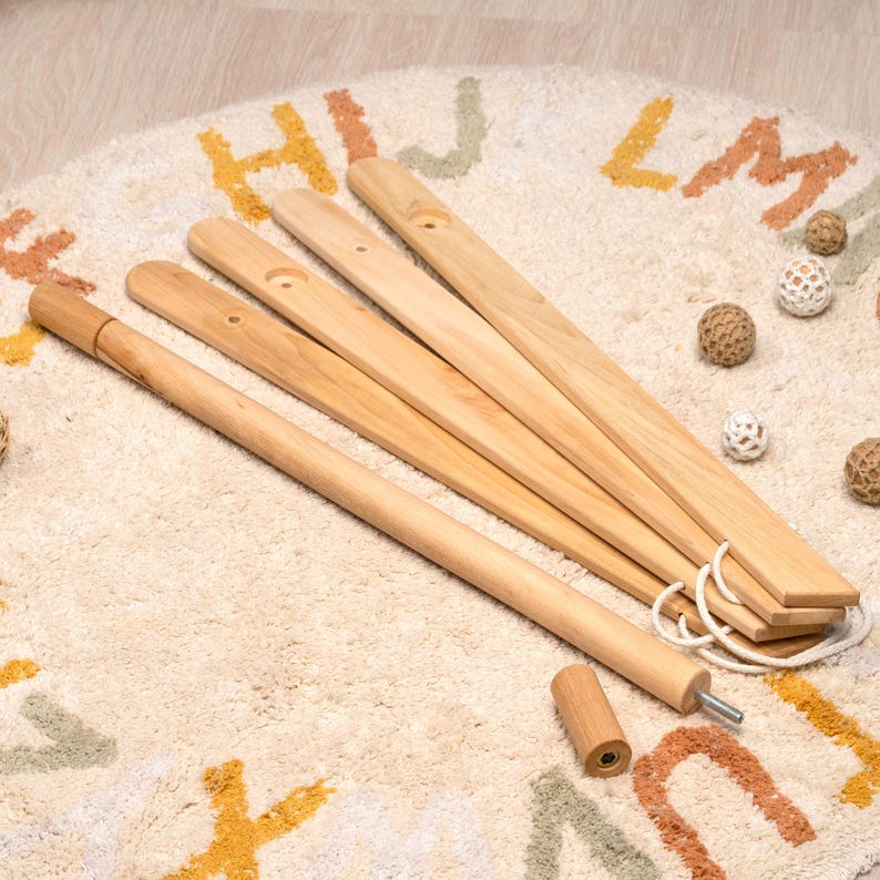 Wooden Baby Play Gym With Crochet Cactus Toys, Montessori Activity ...