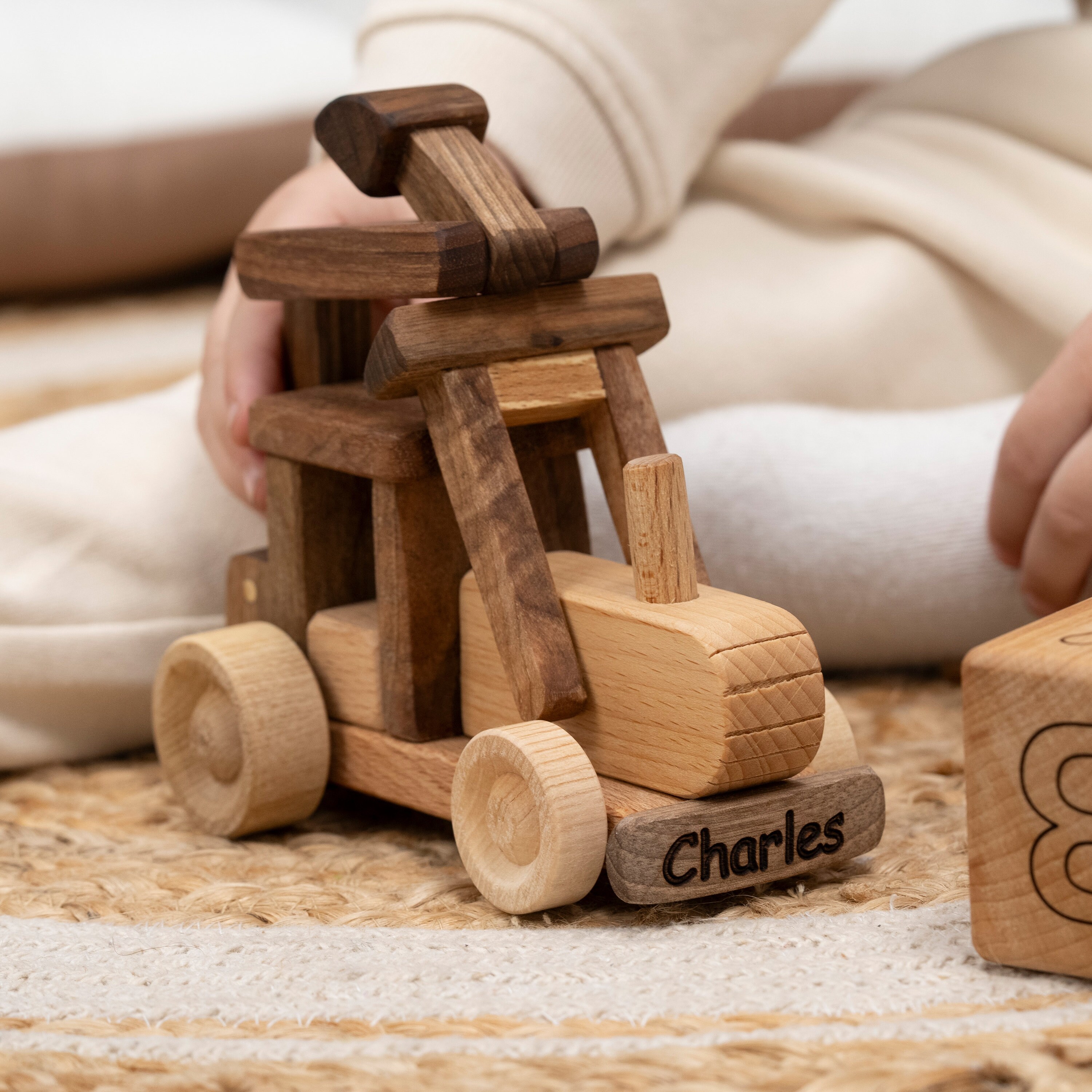 Handmade Wooden Toy Digger Truck - Personalized With Name Engraving - Etsy