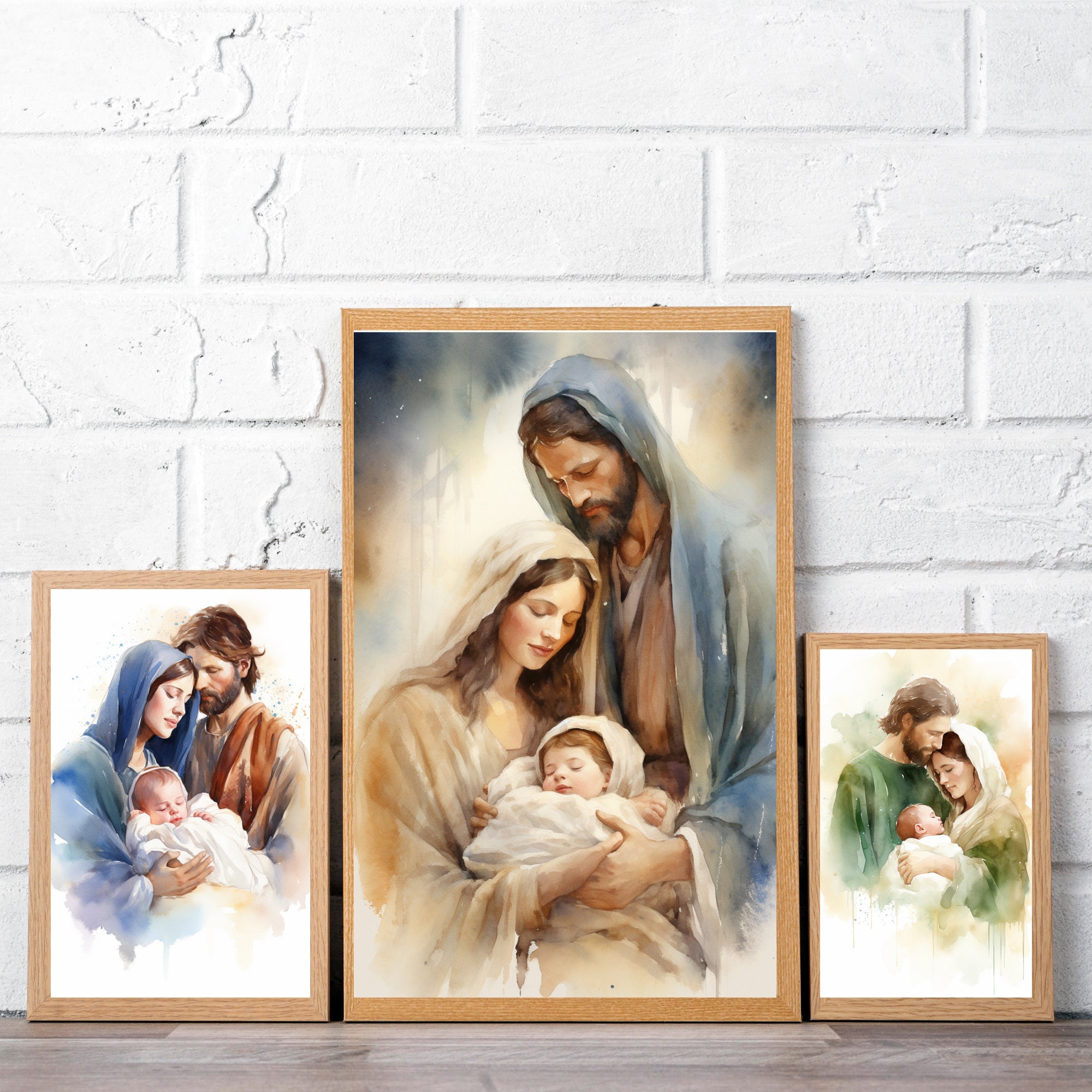 Set of 3 Jesus Art Prints, Jesus Walking on Water, Cross Crucifixion ...