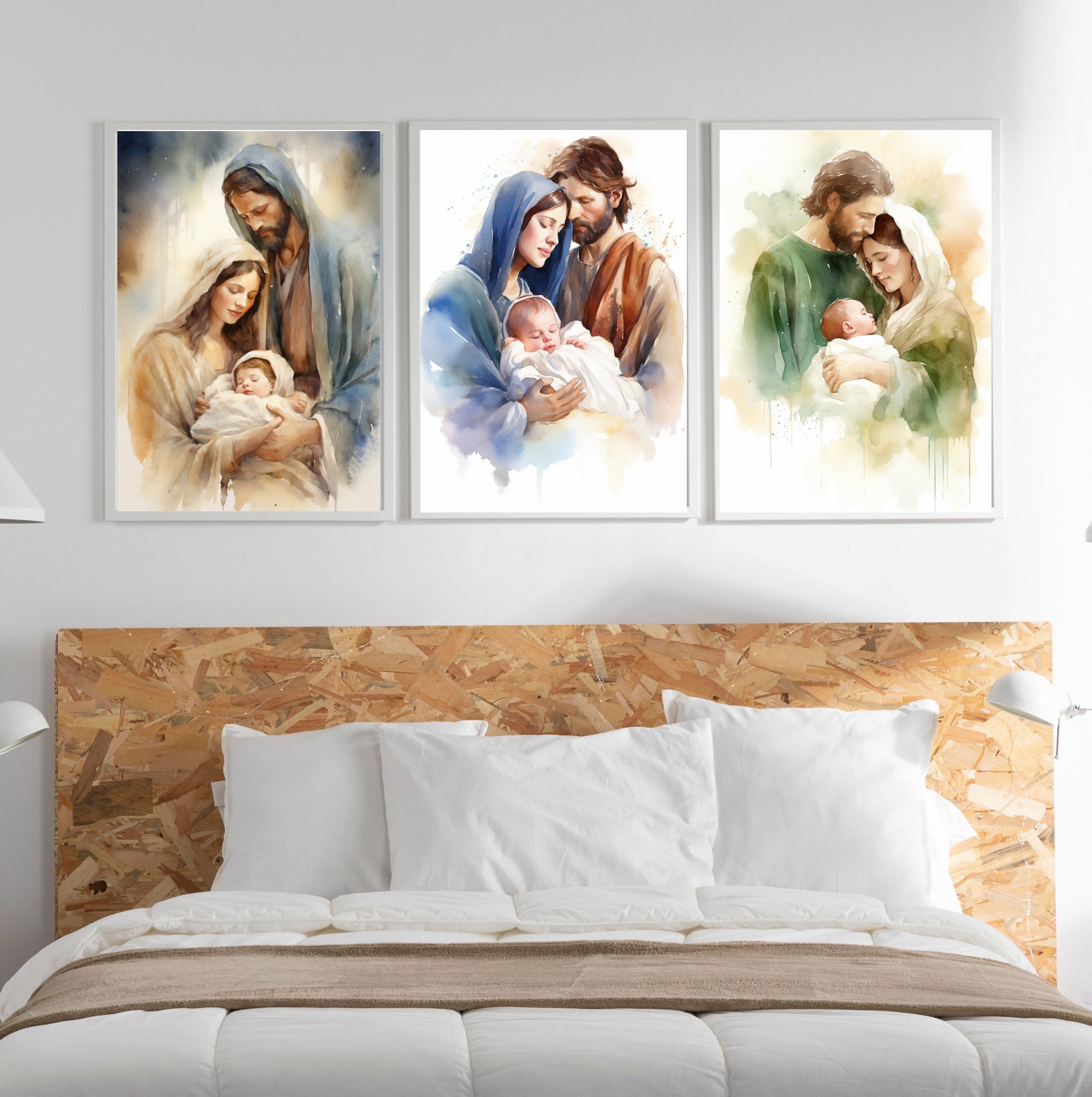 Set of 3 Jesus Art Prints, Jesus Walking on Water, Cross Crucifixion ...