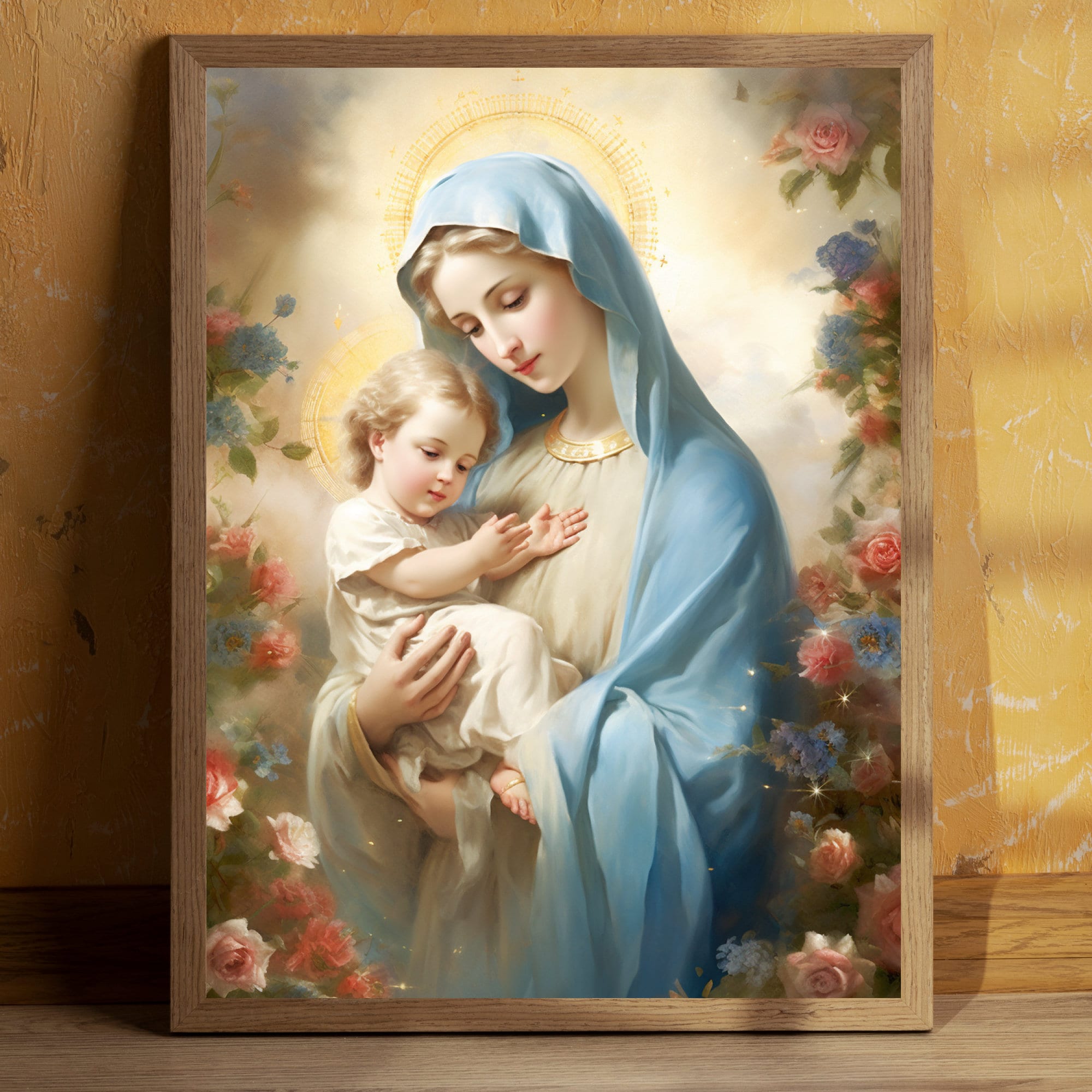 Virgin Mary and Jesus Wall Art Catholic Prints Christ Christian Wall ...
