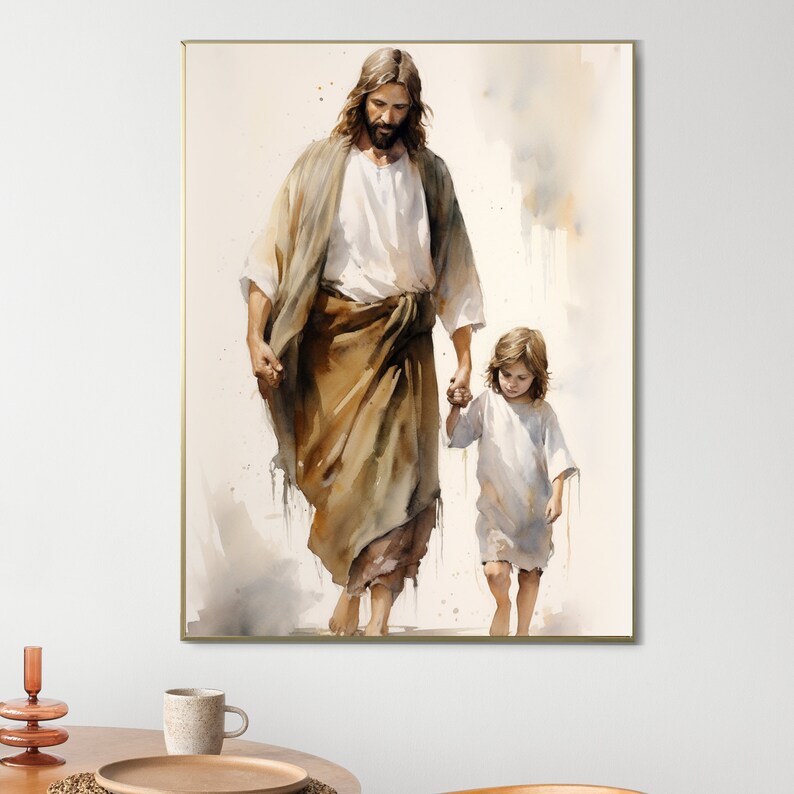 Jesus, Savior, Pilot Me Digital Download Jesus Christ Walking With Girl Bible Art Christian Art ...