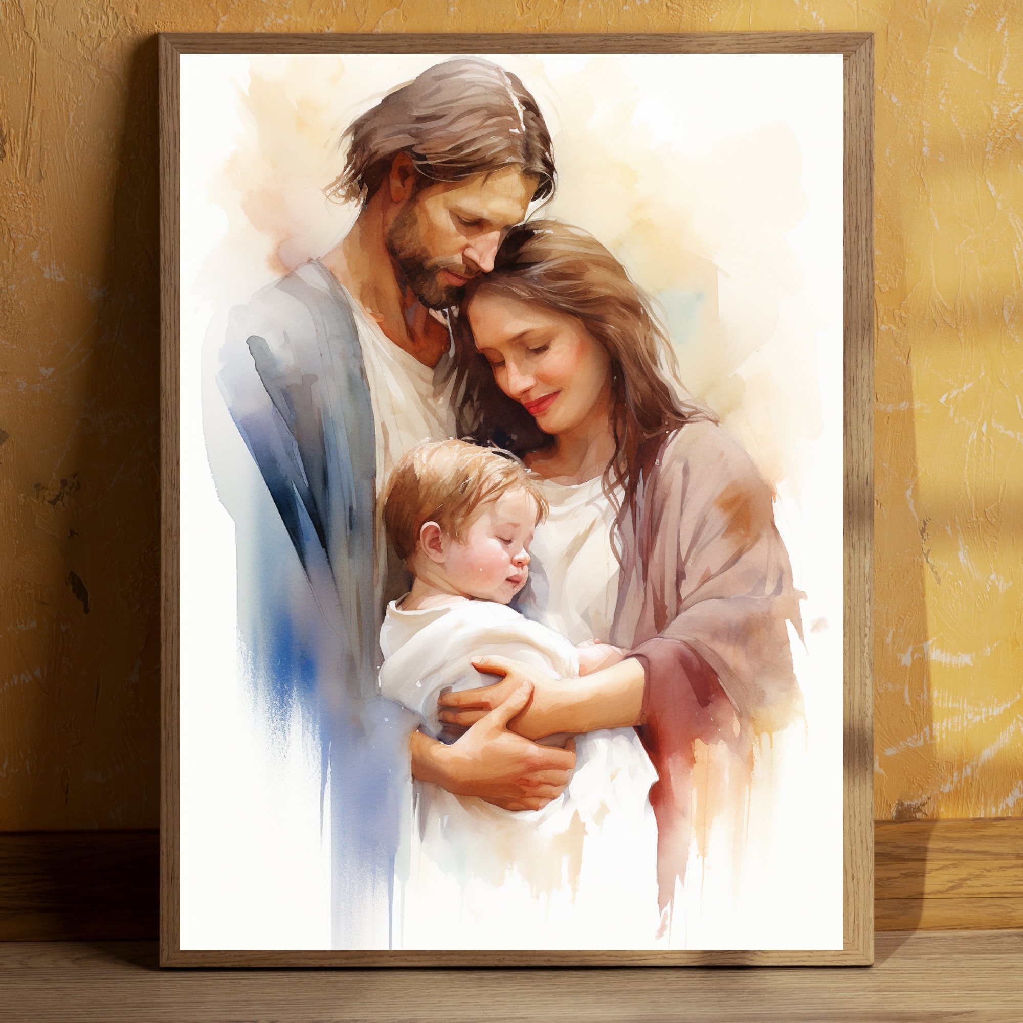 Holy Family Digital Print, St. Joseph and Baby Jesus Art, Blessed ...