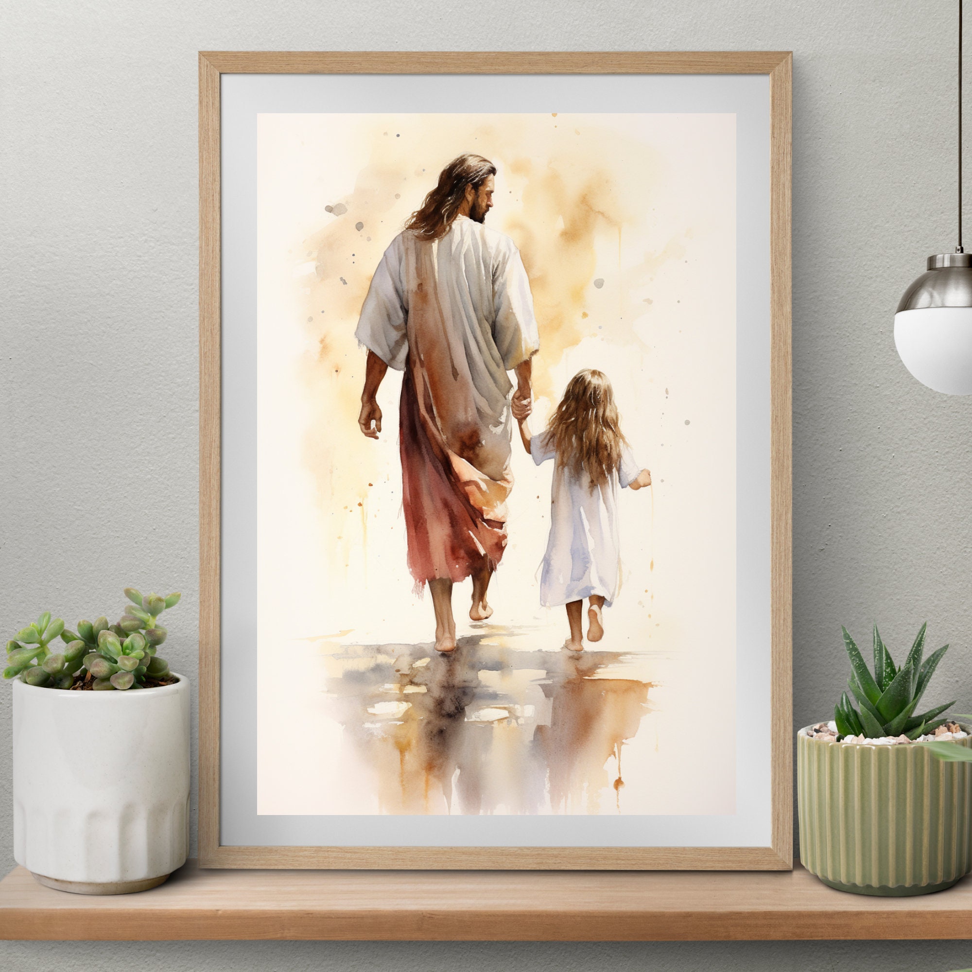 Jesus, Savior, Pilot Me Digital Download Jesus Christ Walking With Girl Bible Art Christian Art ...