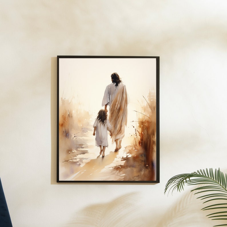 Jesus, Savior, Pilot Me Digital Download Jesus Christ Walking With Girl Bible Art Christian Art ...