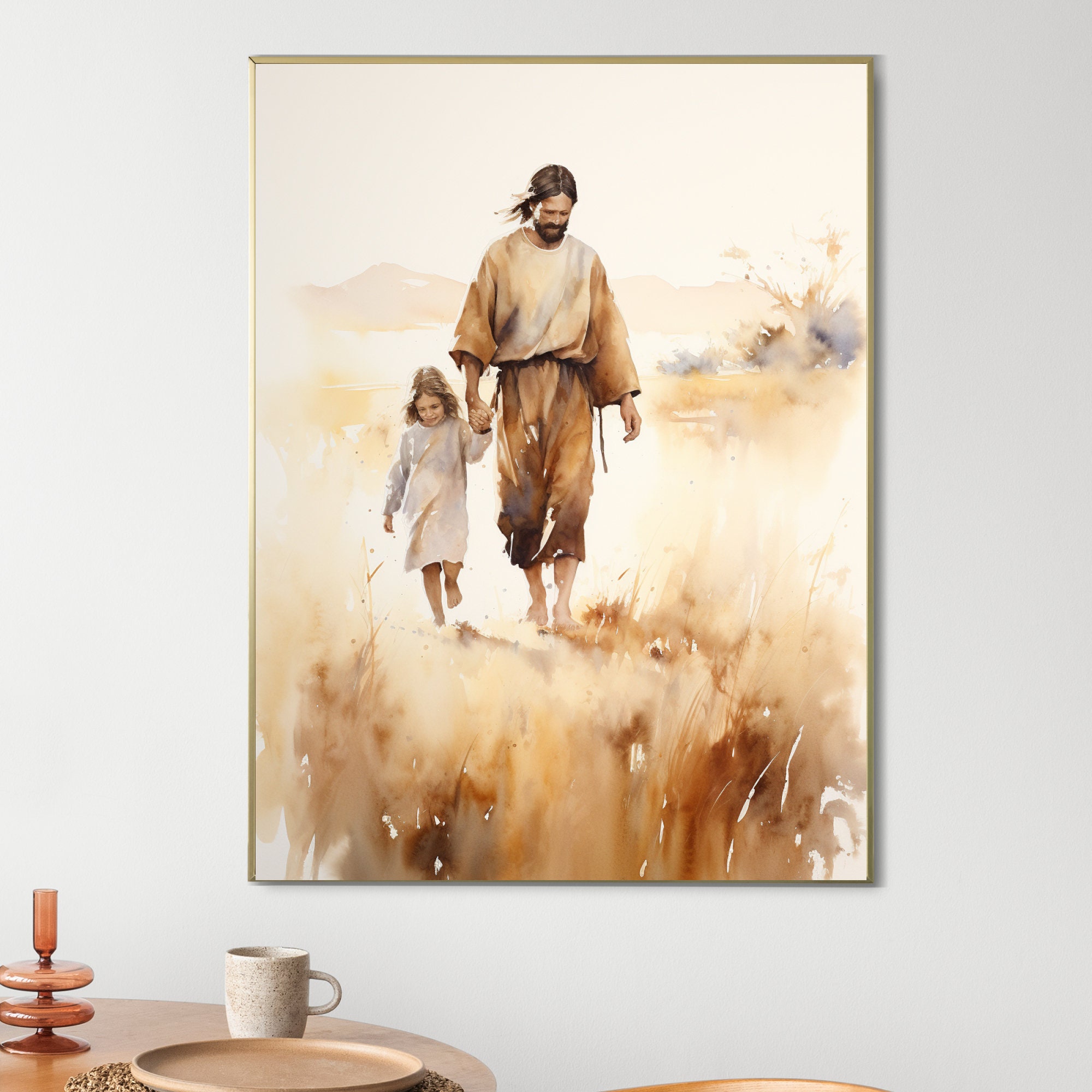 Come Follow Me Jesus Christ Walking With Children Bible Art Christian ...