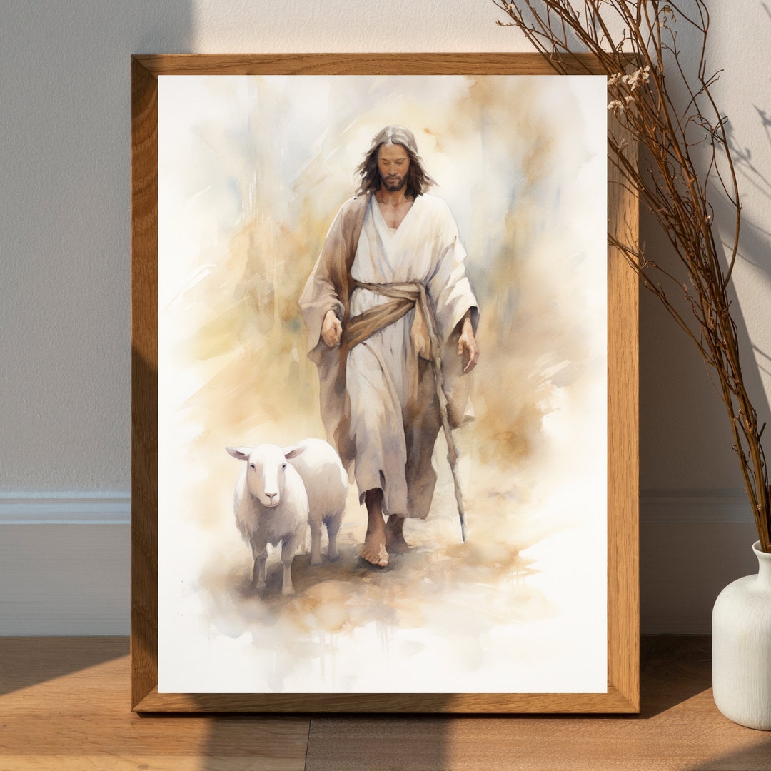 Jesus Leaves the 99, Parable of the Lost Sheep, Jesus Wall Art, Good ...