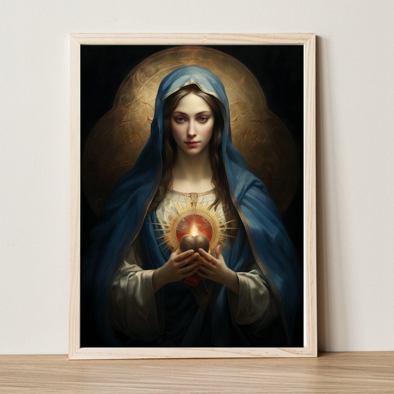 Immaculate Heart of the Virgin Mary Digital File, Virgin Mary Art ...