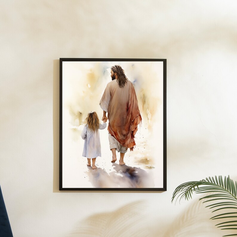 Jesus, Savior, Pilot Me Digital Download Jesus Christ Walking With Girl Bible Art Christian Art ...