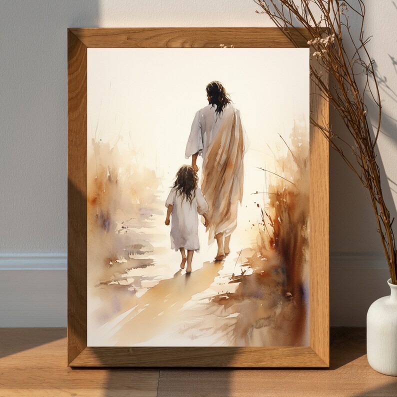 Jesus, Savior, Pilot Me Digital Download Jesus Christ Walking With Girl Bible Art Christian Art ...