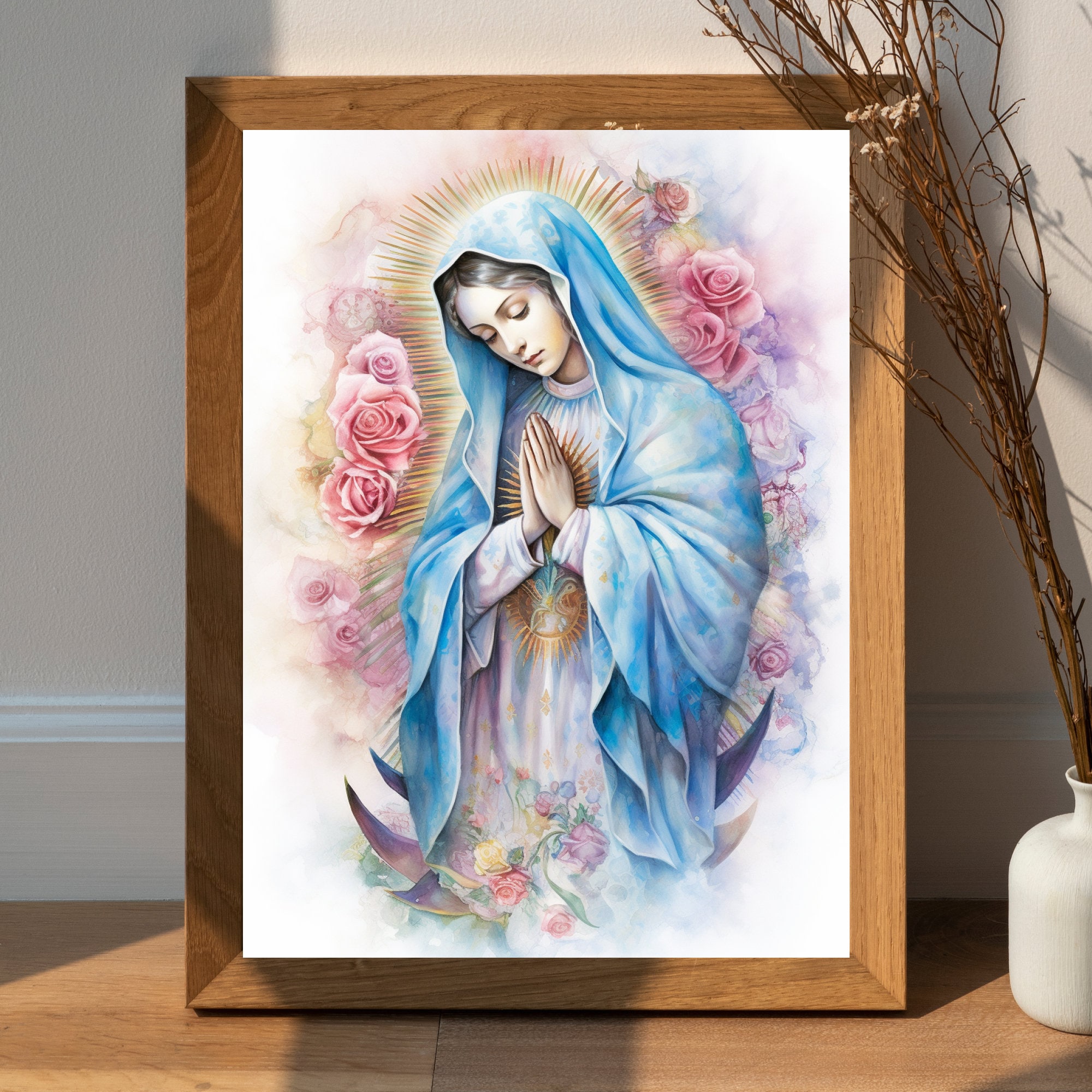 Blessed Virgin Mary Wall Art, Downloadable Digital Print, Catholic ...