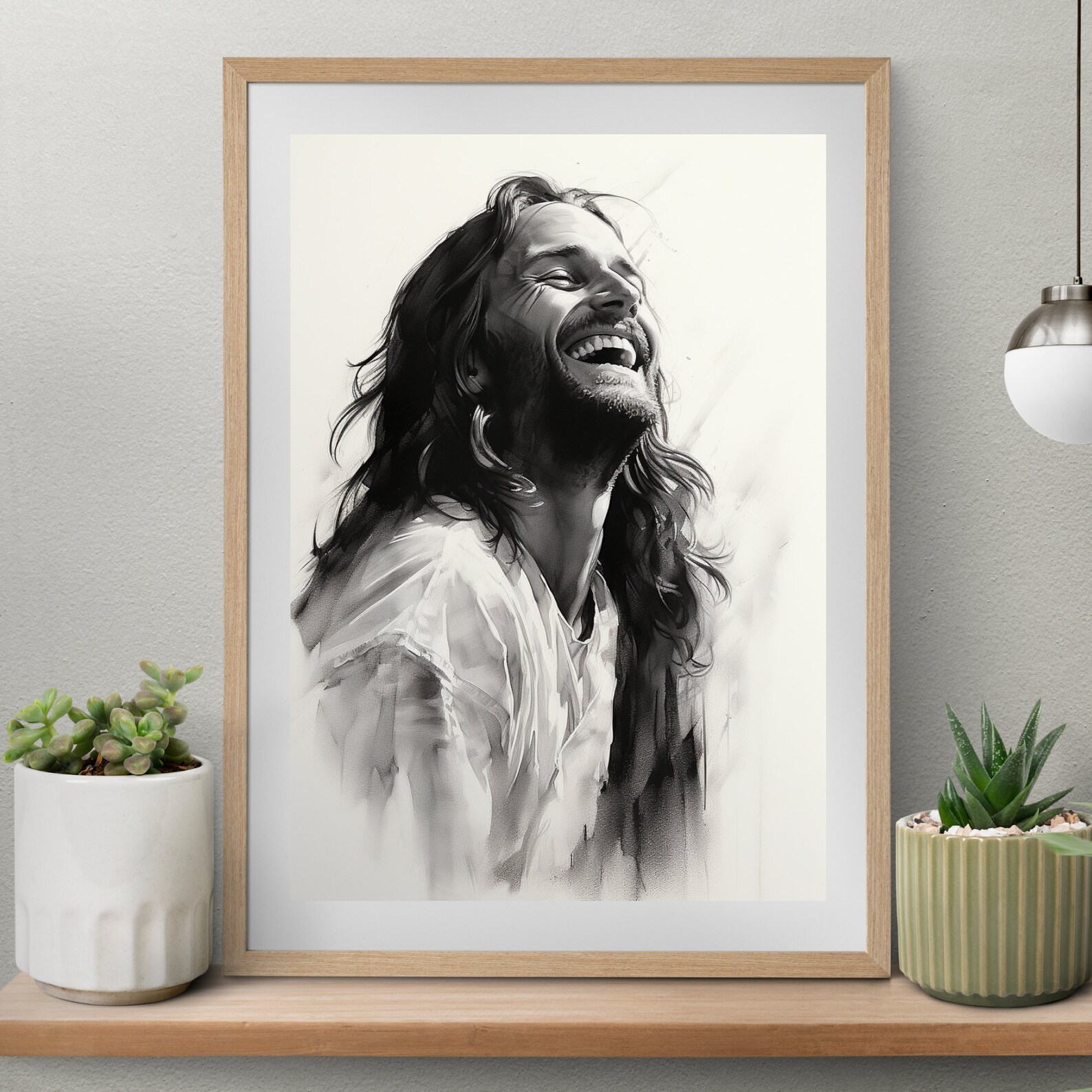 Laughing Christ Art Print Joyful Jesus Portrait for Home Catholic ...
