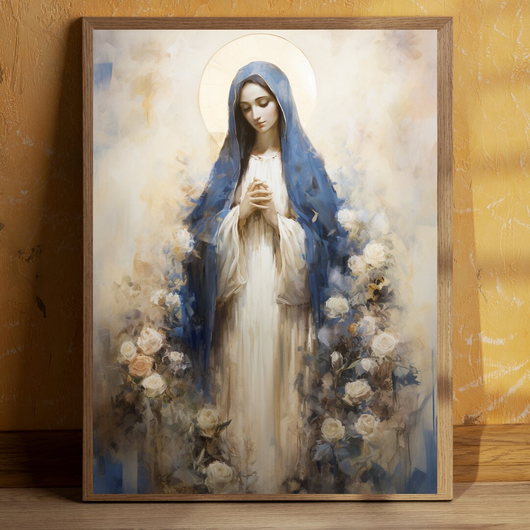 Our Lady of Grace, Blessed Virgin Art, Mother Mary, Madonna, Digital ...