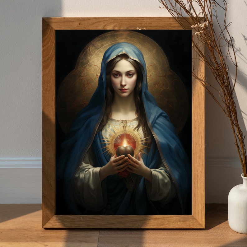 Immaculate Heart of the Virgin Mary Digital File, Virgin Mary Art ...