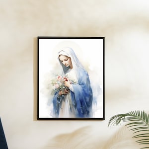 Blessed Virgin Mary Digital Oil Painting Instant Download Catholic