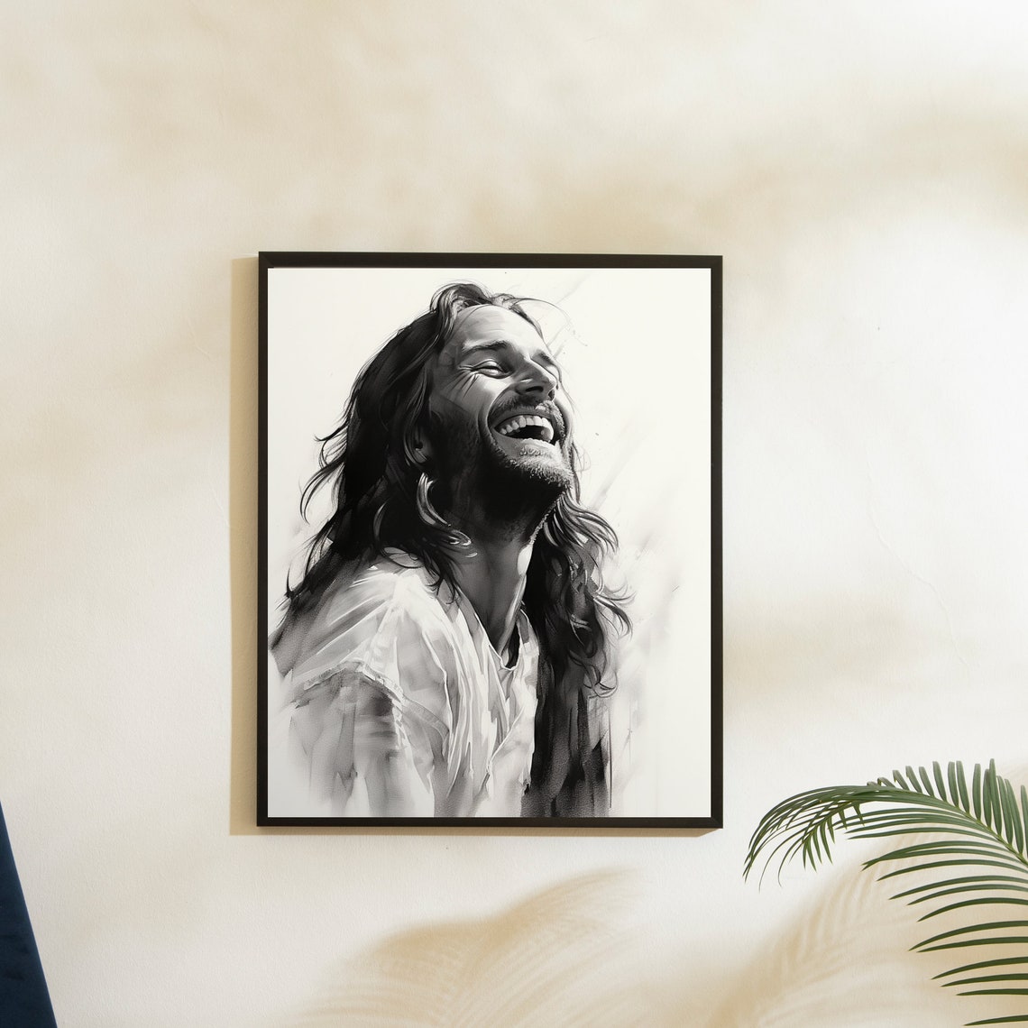 Laughing Christ Art Print Joyful Jesus Portrait for Home Catholic ...