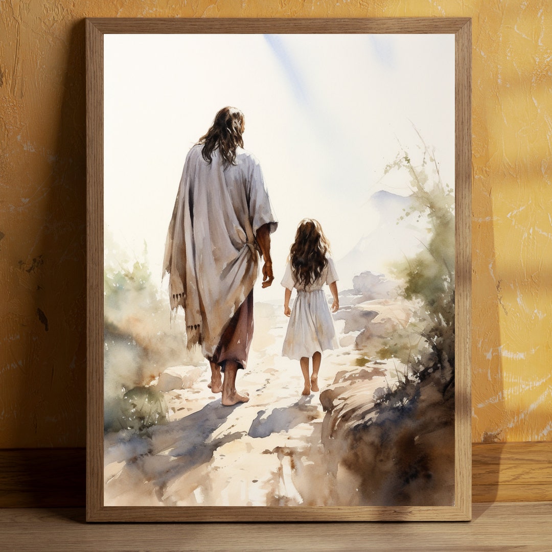 Jesus Christ Walking With Girl Savior Pilot Me Bible Verse Christian Printable Art Religious ...
