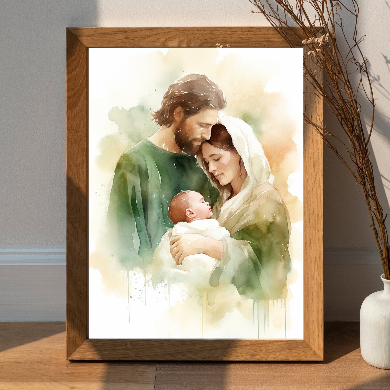 Holy Family Digital Print, St. Joseph and Baby Jesus Art, Blessed ...