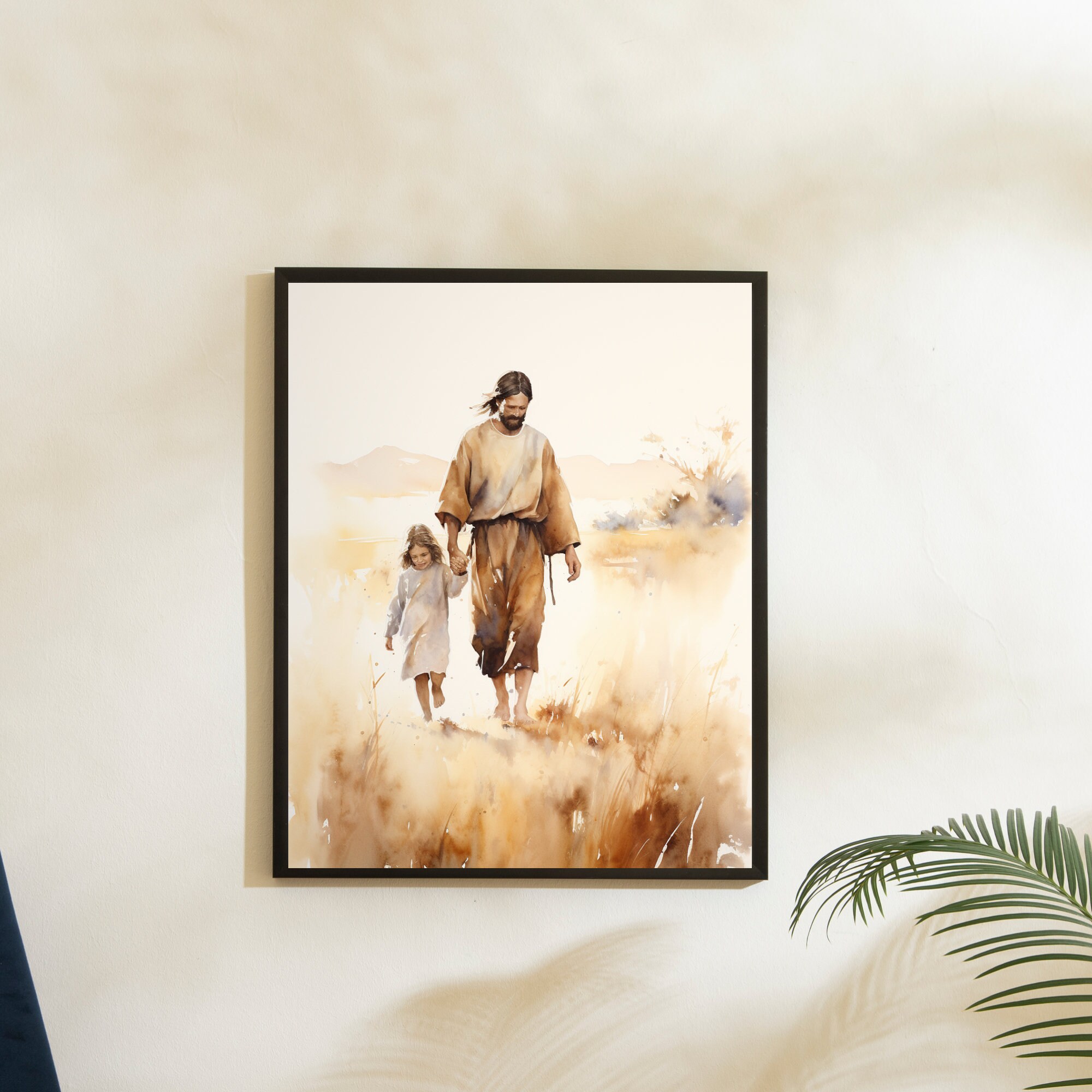 Come Follow Me Jesus Christ Walking With Children Bible Art Christian ...